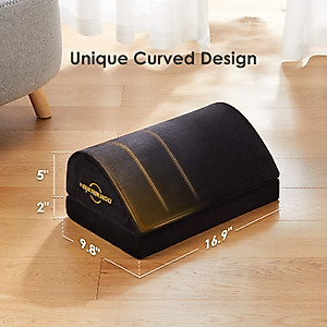 AMERIERGO Foot Rest for Under Desk at Work, Ergonomic Memory Foam Foot Stool Pillow for Home Office, Gaming, Computer - Desk Foot Rest with 2 Adjustable Heights and Breathable Washable Cover (Black)