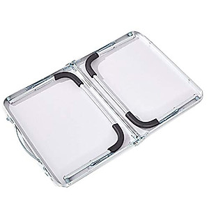 Amadj Foldable Laptop Table,Portable Standing Bed Desk, Bed Desk, Breakfast Serving Bed Tray, Portable Mini Picnic Table & Ultra Lightweight, Folds in Half with Inner Storage Space