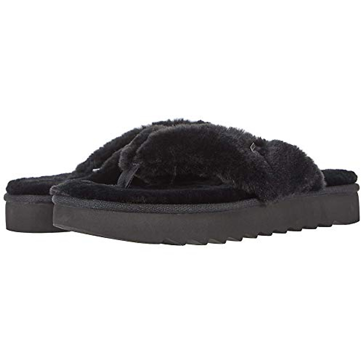 Koolaburra by UGG Women's FURR-EE Flip-Flop, Black, 11