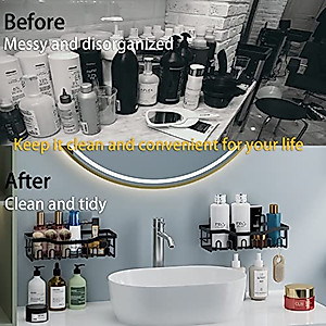 HYPEXA Shower Caddy 5 Packs, Shower Shelves, Adhesive Shower Organizer No Drilling, Large Capacity Wall Mounted Shower Storage, Stainless Steel Bathroom & Kitchen Wall Organization, Black