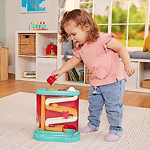 Battat – Pound & Roll – Baby Activity Toy Station with 1 Toy Hammer & 4 Balls for Kids 12 Months + (7-Pcs) , Light Blue