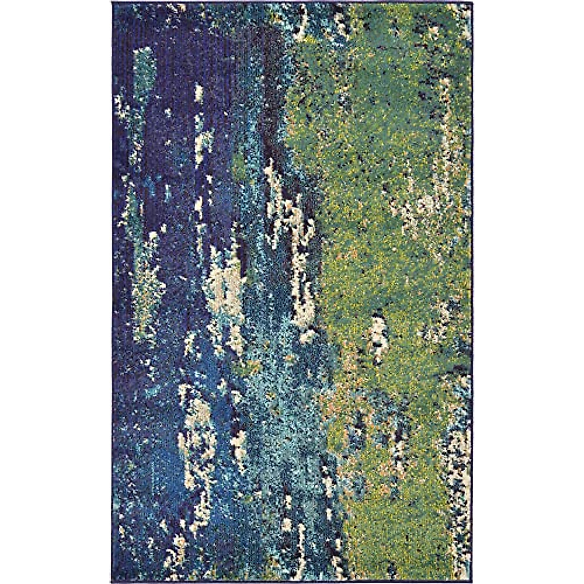 Unique Loom Estrella Collection Distressed, Landscape, Abstract, Modern, Earth Tones Area Rug (3' 3 x 5' 3 Rectangular, Navy Blue/Green)