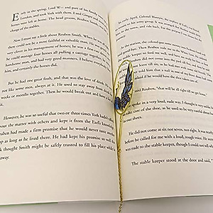 yueton Peacock Metal Bookmarks 24K Gold Plated Brass Page Marker with Metal Pendant