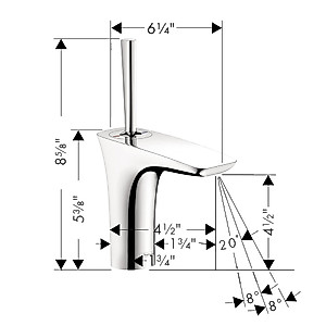 hansgrohe PuraVida Avantgarde Luxury Easy Clean 1-Handle 1 9-inch Tall Bathroom Sink Faucet in Chrome, 15074001