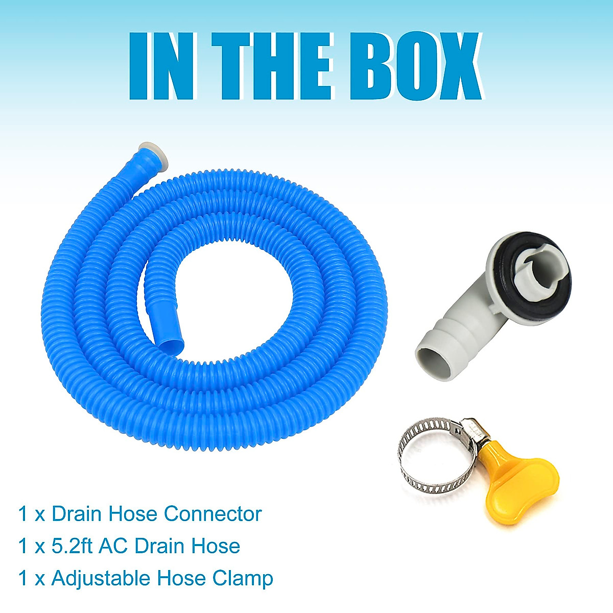 Air Jade 3/5'' Air Conditioner Drain Hose Connector Elbow Fitting with 5.2ft AC Water Drain Hose Kit, Replacement Parts for Mini Split Units and Window AC Units