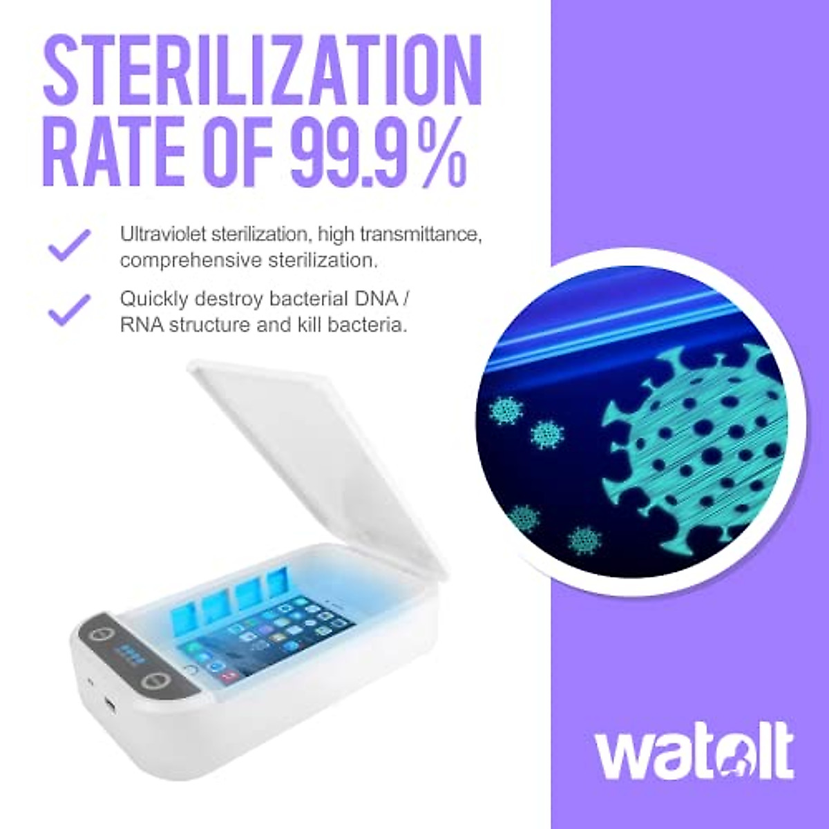 Watolt UV Light Sanitizer - Cell Phone Sanitizer Sterilizer Cleaner Box for Smartphone iPhone