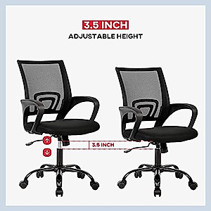 Hkeli, Office Chair Computer Desk Chair Ergonomic Mesh Office with Wheels Back Support Armrest Adjustable Height Rolling Swivel Computer Task Works Chair for Women Men, Black