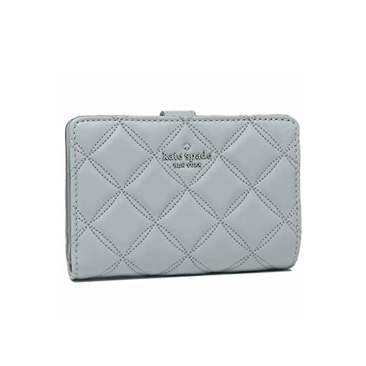 Kate Spade Natalia Quilted Leather Medium Compact Bifold Wallet in Brushed Steel