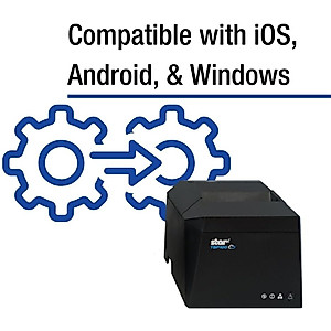 Star Micronics TSP143IVUE USB/Ethernet (LAN) Thermal Receipt Printer with Android Open Accessory (AOA), CloudPRNT, Cutter, and Internal Power Supply - Gray