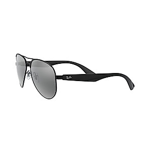 Ray-Ban Men's RB3523 Aviator Sunglasses, Matte Black/Grey Mirrored Silver, 59 mm
