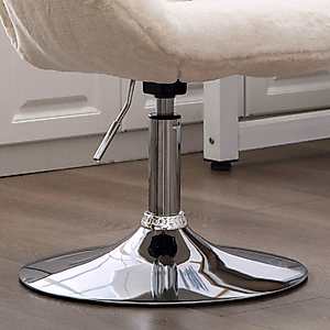 Wahson Vanity Chairs with Backs for Bedroom Cute Home Office Chair Faux Fur Chairs for Teens Girls Dorm Chairs Comfy Adjustable Stool,White (Faux Rabbit Fur)