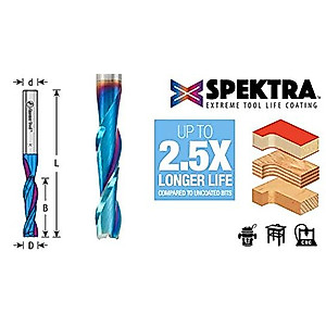 Amana Tool - 46125-K Solid Carbide Spektra Extreme Tool Life Coated Spiral Plunge 1/8 Dia
