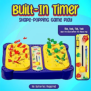 PlayRoute Shape Pop Up Board Game | 1 and 2 Player Game for Kids Ages 4-6-8+ | Educational Classic Board Game Shape Matching Puzzle Toys for Boys & Girls