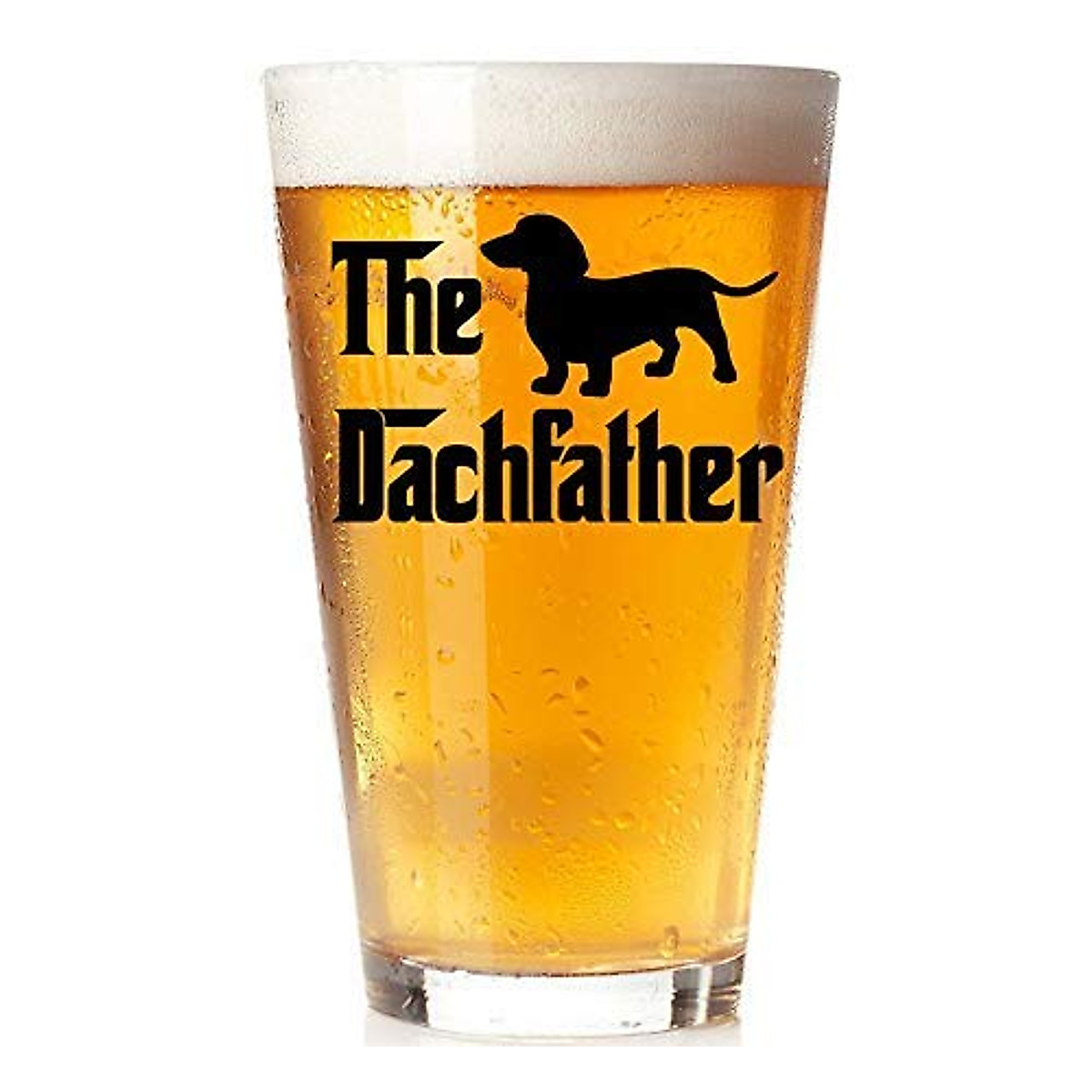 The Dachfather - Gift for Wiener Dog Lover - Dachshund Weiner Dog Dad - 16oz Pint Drinking Cup Beer Glass