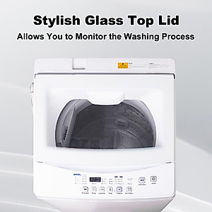 Techomey 1.7 Cu.Ft. Portable Washing Machine, 12Lbs Small Top Load Clothes Washer, Fully Automatic Compact Washer and Spinner Combo, 6 Wash Program, Transparent Lid, White