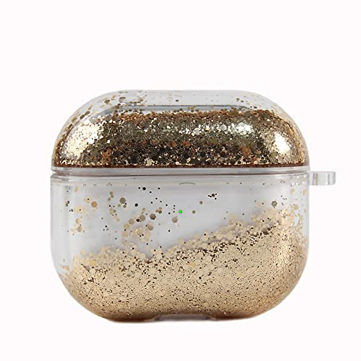 QIXIU Quicksand Headphone Case Compatible with AirPods Pro,Kawaii Cute Sparkle Liquid Protective Case,Funny Creative Hard Clear Airpods Pro Cover with Keychain (Gold,AirPods Pro)