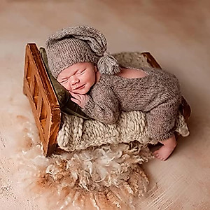M&G House Newborn Wrap Baby Photography Wool Wrap Baby Photo Props Baskets Filler Rug(Beige)