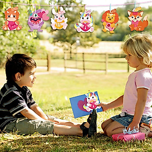 Gersoniel 24 Sets of Valentines Day Craft Kits Valentines Ornament DIY Animals Crafts Valentine DIY Ornaments Stickers for Kids Valentine Class Game Activities and Valentines Day Decorations,6 Styles