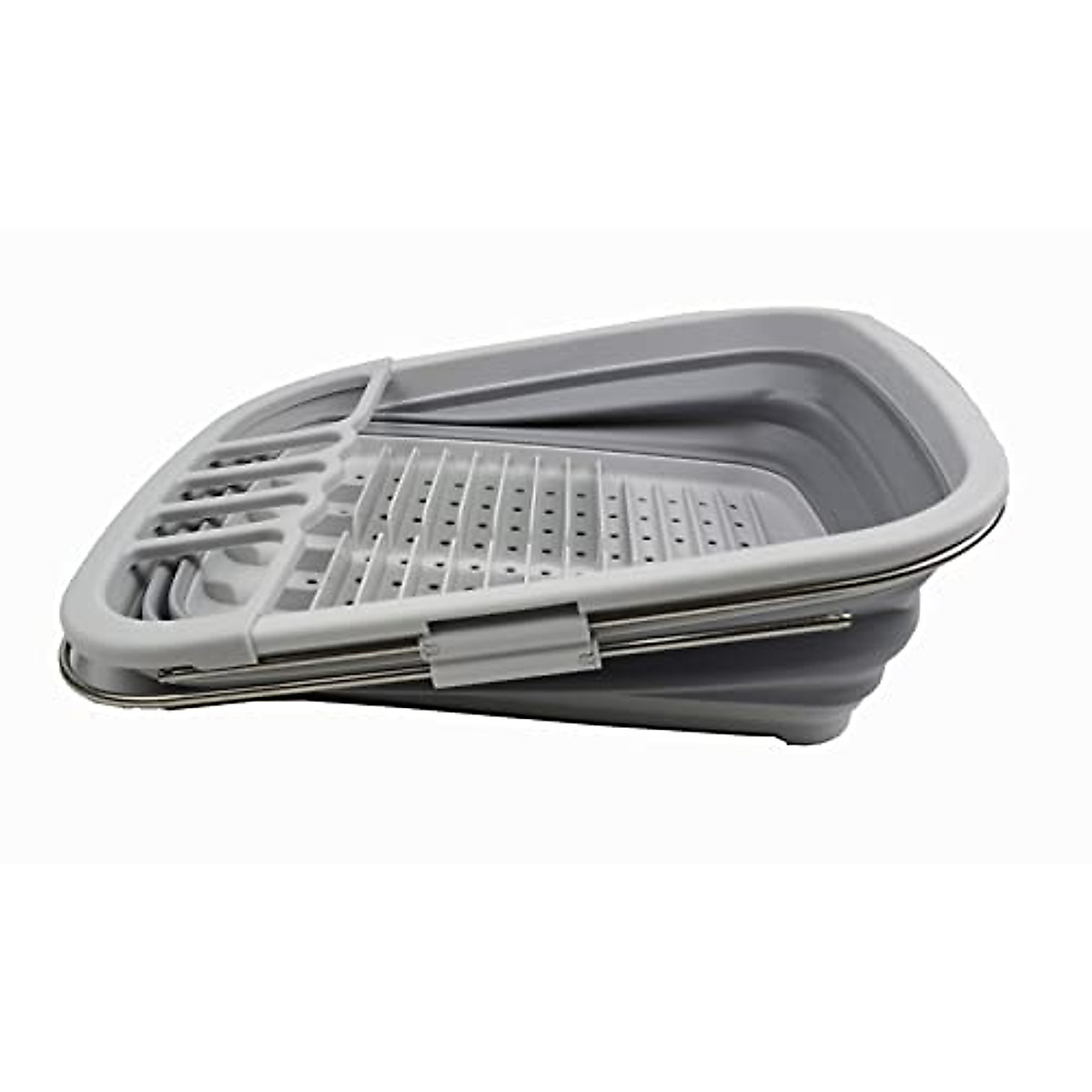 SAMMART 8L (2.11Gallons) Expandable Collapsible Dish Drainer - Foldable Drying Rack - Portable Dinnerware Organizer - Space Saving Kitchen Storage Tray (Grey, 1)