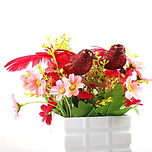 WDDH 12Pcs Artificial Christmas Cardinal Birds, 6inch Glitter Mini Foam Red Christmas Birds with Long Tail Feather, Clip-on Christmas Tree Ornament Small Bird Figurine for Home Garden Wedding Decor