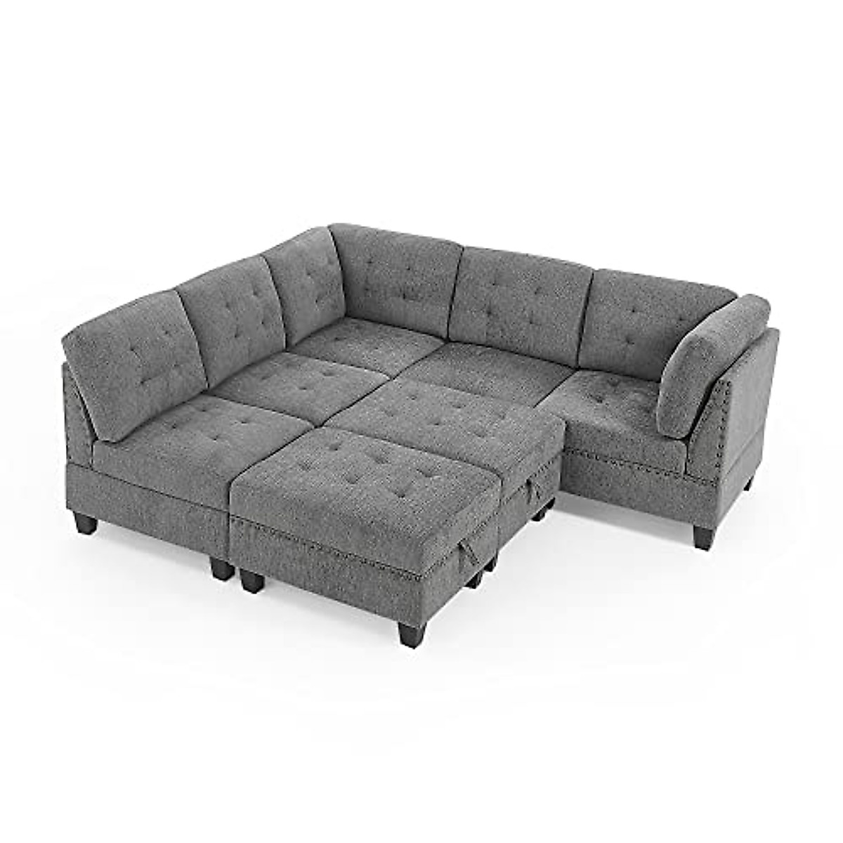 Free Combination Sectional Sofa Oversized Reversible Modular Couch L Shaped Corner Sofá Upholstered Deap Seat Sleeper Couches Bed with Storage for Living Room,3 Single Chairs,2 Corners,Double Ottomans