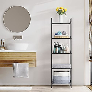 5-Tier Bathroom Storage Shelf, Heavy Duty Wire Shelving Unit Free Standing Towel Rack Organization for Kitchen Bathroom Laundry, Black