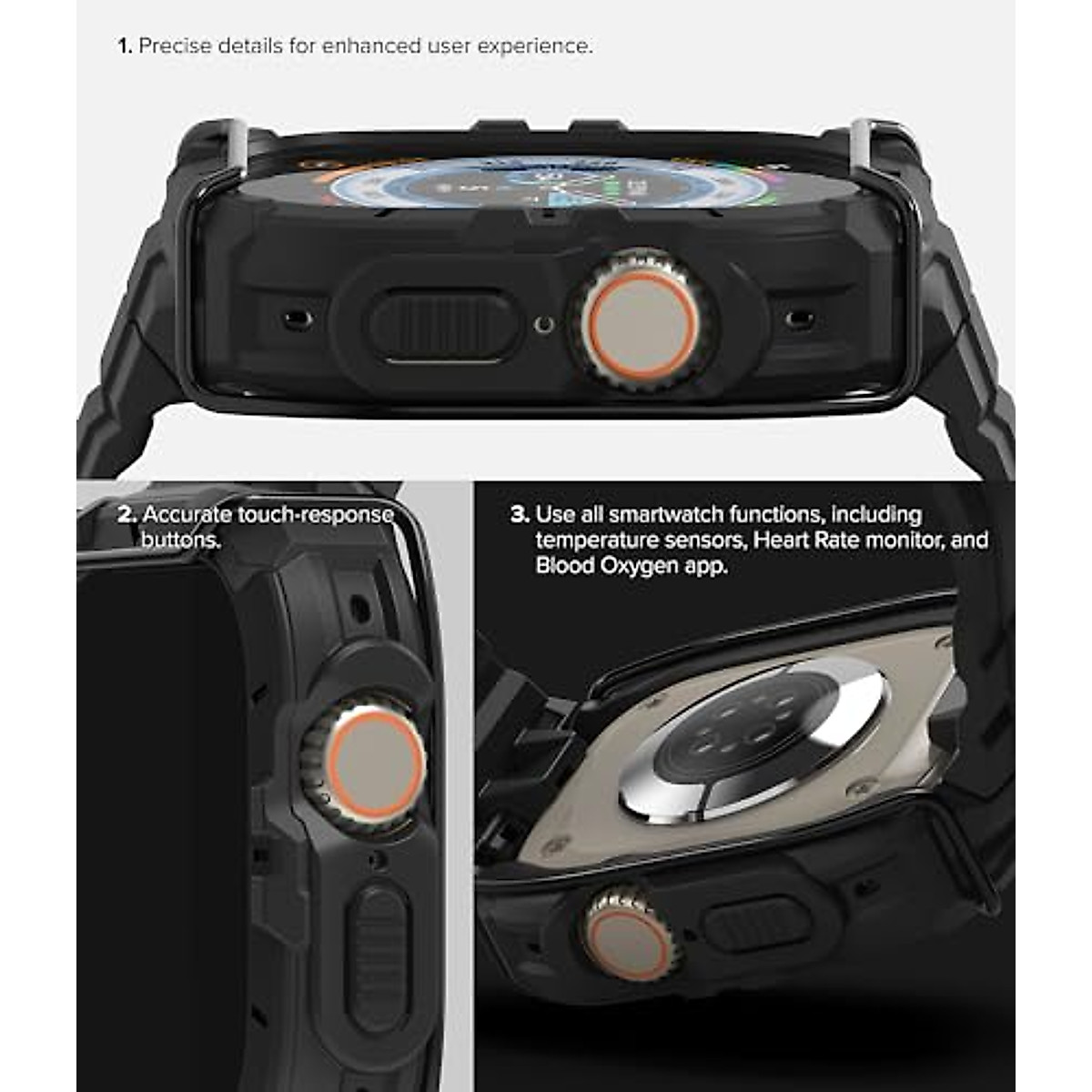 Ringke Fusion-X Guard [Watch Band + Case] Compatible with Apple Watch Ultra 2 Band with Case and Designed for Apple Watch Ultra, Shockproof Rugged Stainless Steel Guard Cover - Black