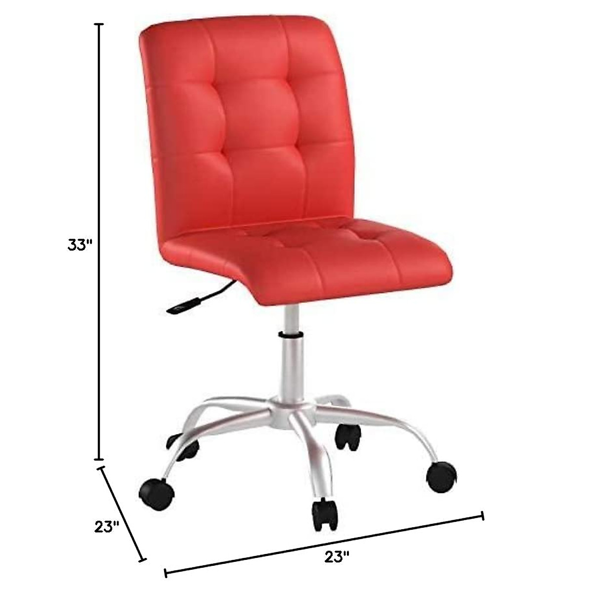 Modway Prim Ribbed Armless Mid Back Swivel Conference Office Chair In Red