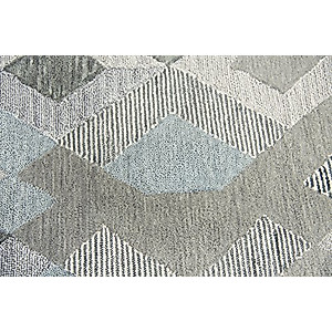 Rizzy Home | ID927A | Idyllic Collection | Wool Area Rug | 8' x 10' | Natural /Gray/Rust/Blue Geometric