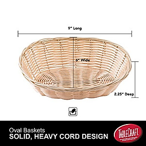 TableCraft Products C1174W Basket, Oval, Natural, 9" x 6" x 2.25" (Pack of 12)