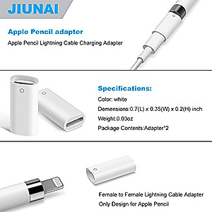 Jiunai 2 Pack Adapter Compatible with Apple Pencil Adapter Female to Female Charging Adapters Lightning Cable Adapter for iPad Pro Apple Pencil