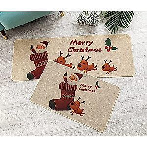 Christmas Kitchen Rug Sets - Anti Fatigue Christmas Kitchen Floor Mats Anti Fatigue Kitchen Rugs and Mats Rubber Back Washable Christmas Kitchen Mats Set 2 Piece 17''x29''+17''x47'' LISIBOOO