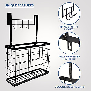 SPACIOR 2 Pack Over the Cabinet Door Organizer Holder with Multipurpose Hooks. Kitchen Cabinet Door Organizer and Storage for Baking Sheets, Foil Wraps&Cleaning Supplies - Hanging Cutting Board Holder