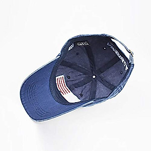 Mealah Men's American-Flag Baseball-Cap Embroidery - Washed Adjustable USA Dad Hat for Women Navy
