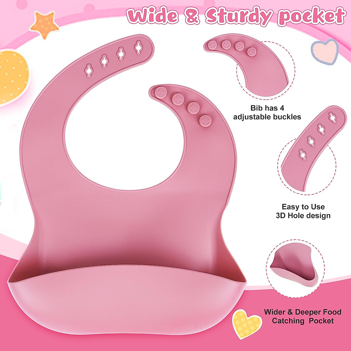 Silicone Baby Feeding Set|6 pcs Premium BPA-Free Baby Led Weaning Supplies with Suction Plates and Bowls Set,toddler self feeding Utensils with Spoons,Bibs,Cups|Baby feeding essentials for 6+ Months