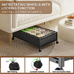 JEPEErbz Under Bed Storage with Wheels 2 Packs, Under Bed Drawers on Wheels, Underbed Storage with Wheels and Lid, Rolling Under Bed Drawers for Clothes, Shoes, Blankets, Toys (Black)