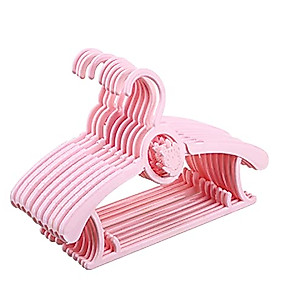 Baby Nursery Closet Hangers, 20pcs Slip Laundry Infant Pant Hangers for Newborn Clothes Kids Baby Hangers - 11"- 14" Adjustable Children Coat Hanger for Girl Boy Plastic Infant Hangers Cherry Powder