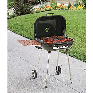 Marsh Allen 18623 22-Inch Covered Charcoal Brazier with Wood Shelf