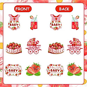 Balterever Strawberry Baby Shower Decorations for Girl 24pcs A Berry Sweet Baby Is on The Way Centerpieces Party Supplies Strawberry Baby Shower Centerpieces Sticks Berry Sweet Summer Fruit Party