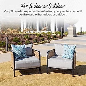 RSH DECOR: Lumbar Throw Pillows Set of 2 | 20” x 12" | All-Weather Spun Fabric | Water and Fade-Resistant | Outdoor Support Pillows for Patio Furniture | Gregoire Fresco