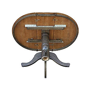 IC International Concepts 36" Round Top Pedestal 12" Leaf-29.3" H- Dining Height Dining Table, Dining Height, Hickory/Washed Coal