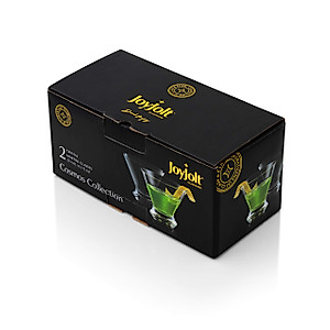 JoyJolt Cosmos Collection Martini Glasses – Set of 2 Crystal Martini Glasses – 8.5 oz Stemless Martini Glasses – Modern Cocktail Glass – Manhattan Glass with Heavy Base Premium Stemless Martini Glass