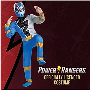 Blue Power Ranger Costume for Kids, Official Power Rangers Dino Fury Outfit with Mask, Child Size Small (4-6)