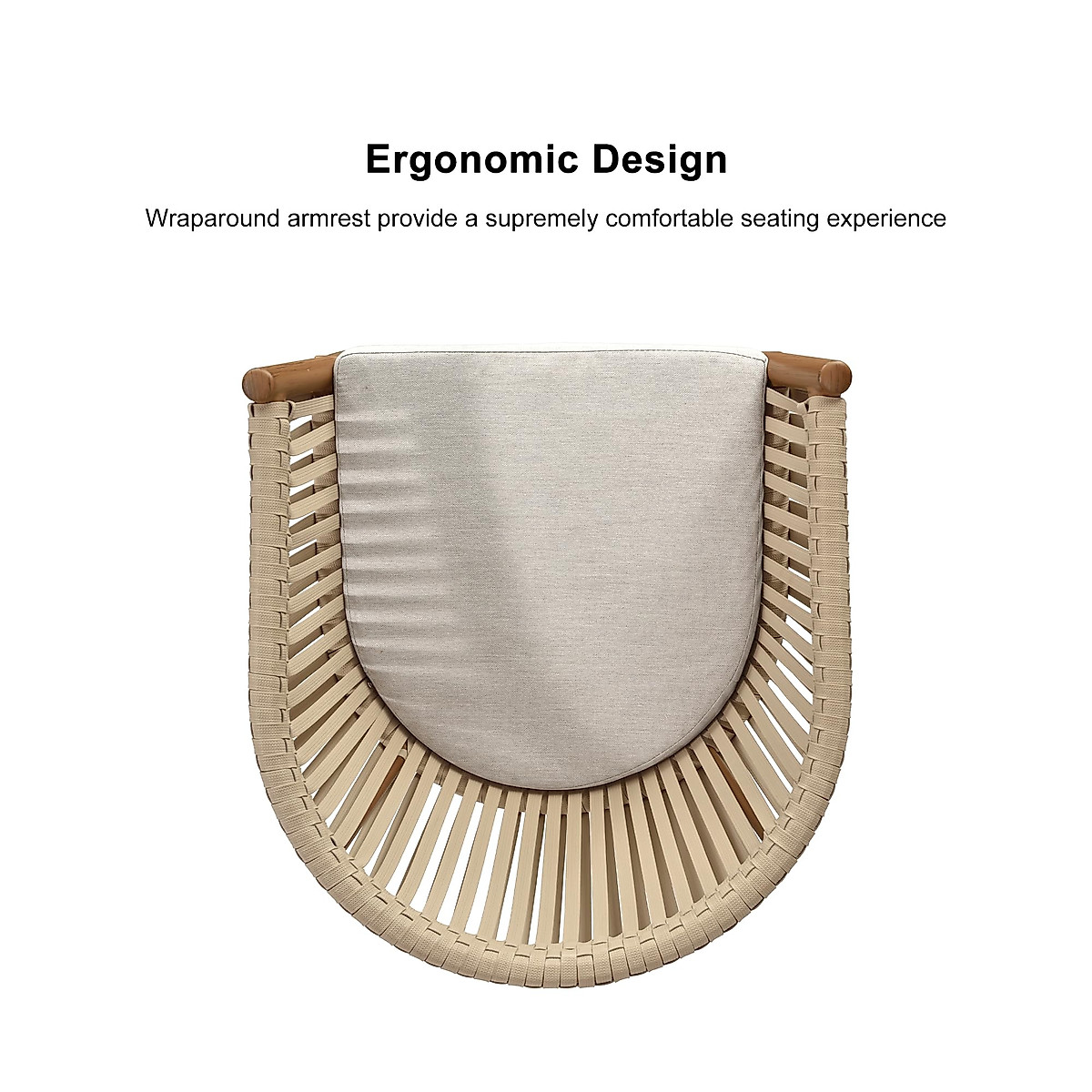 PURPLE LEAF Outdoor Bar Height Stools Set of 2 Patio Metal Modern Wicker Bar Chairs Woven Aluminum Barstools with Back and Cushions for Balcony Garden Indoor Kitchen Poolside Teak