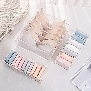 DONSU Underwear Storage Box Compartment,Drawer Organizer Dividers for Clothing,Foldable Underwear Storage Box with 6/7/11 Compartments for Bedroom Baby Clothes, Bra, Scarves, Belt, Tie