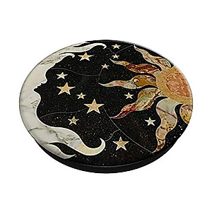 Black Vintage Moon, Sun and Stars Smartphone PopSockets PopGrip: Swappable Grip for Phones & Tablets