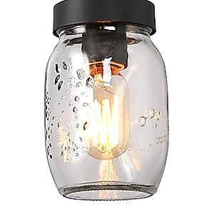 LOG BARN Rustic Mason Jar Lights, Farmhouse Chandelier Metal Finish with Glass Shades, Linear Hanging Pendant for Kitchen Island, Dining Room