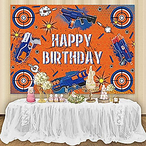 Maijoeyy 7x5ft Dart War Nerf Happy Birthday Backdrop Nerf Party Supplies Nerf Party Decorations Banner