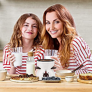 Micnaron Chocolate Fondue Pot Electric Chocolate Melting Pot Chocolate Maker Chocolate Marshmallow Candy Melting Warming Fondue Set Dipping Pot with 10pcs Forks & Removable Pot for Party, White