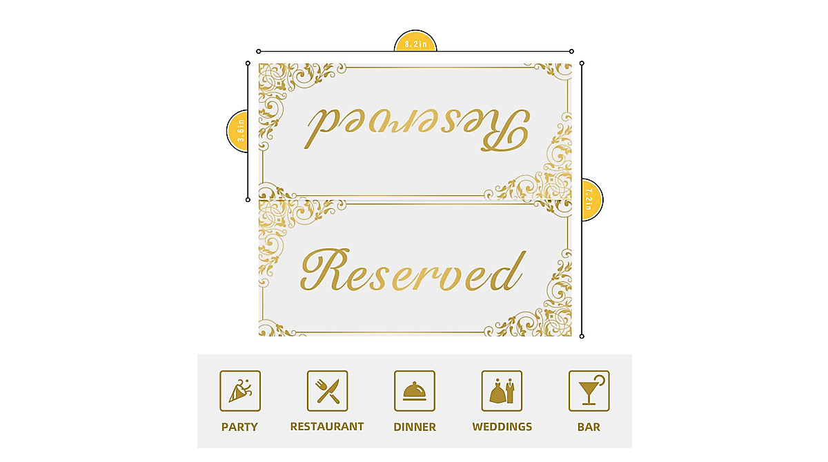 Elegant Gold Reserved Table Signs - 18 Pack for Events